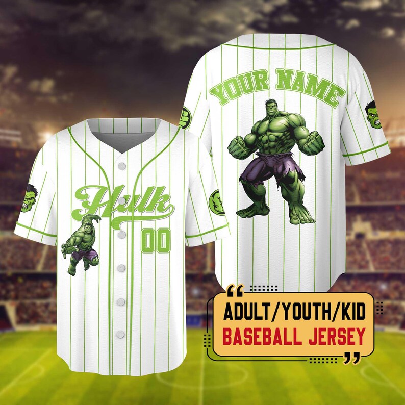Personalized Hulk Baseball Jersey, Custom Marvel Hulk Baseball Jersey ...