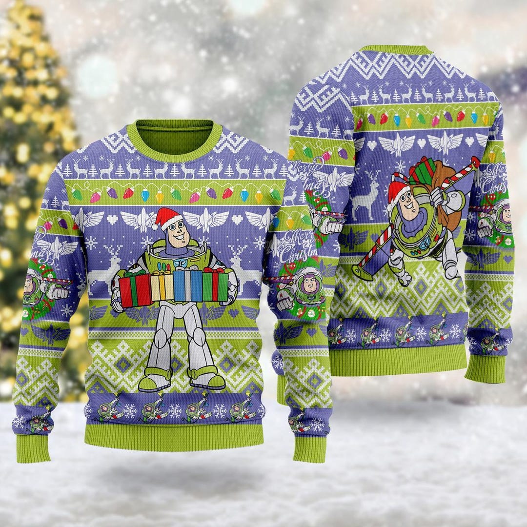 Buzz Lightyear Ugly Christmas Sweater, Toy Story Movie Xmas Sweatshirt ...