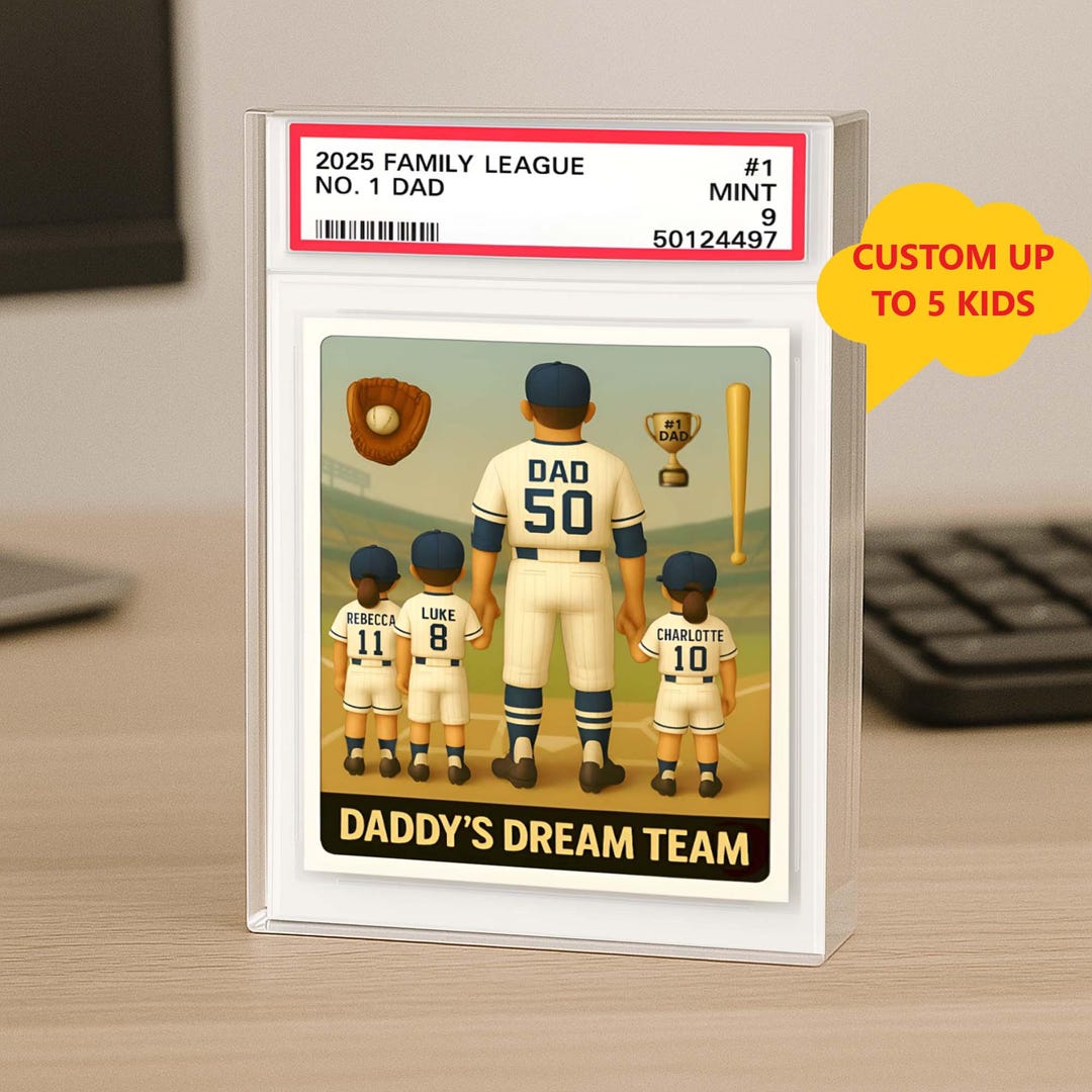 Baseball No. 1 Dad Grandpa Man & Kids Trading Card Style, Family ...