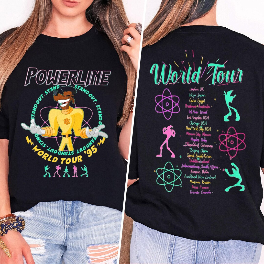 DN Goofy Movie Powerline World Tour 95 T-shirt, Double-sided Powerline ...