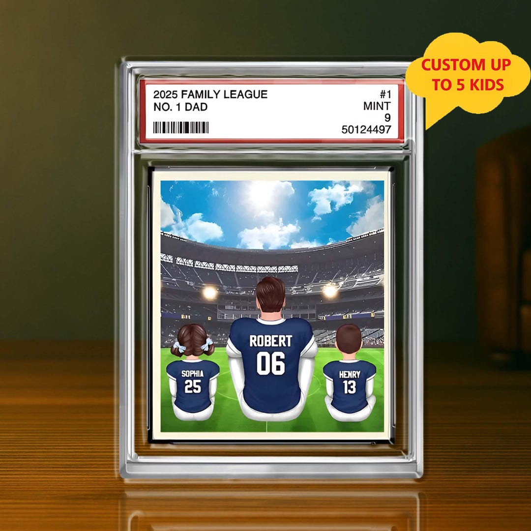 No. 1 Dad Grandpa Man & Kids Trading Card Style, Personalized Acrylic ...