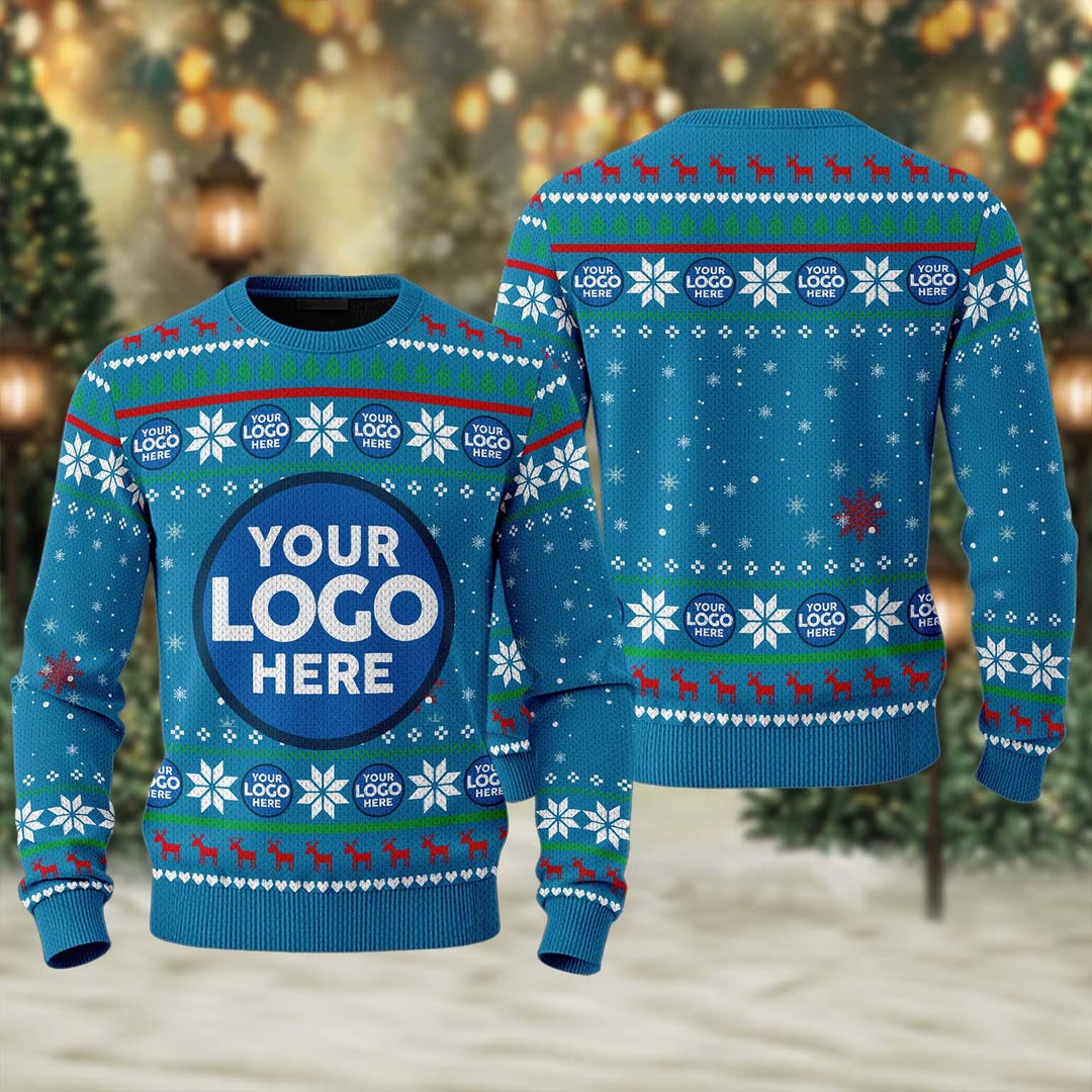 Custom Logo Company Ugly Christmas Sweater, Custom Name Xmas Sweatshirt ...