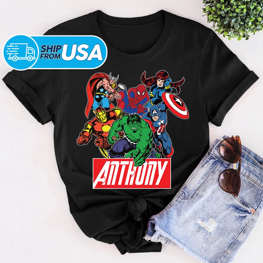 Retro Comic Superhero Tee Shirt, Personalized Birthday Gift for Boys ...
