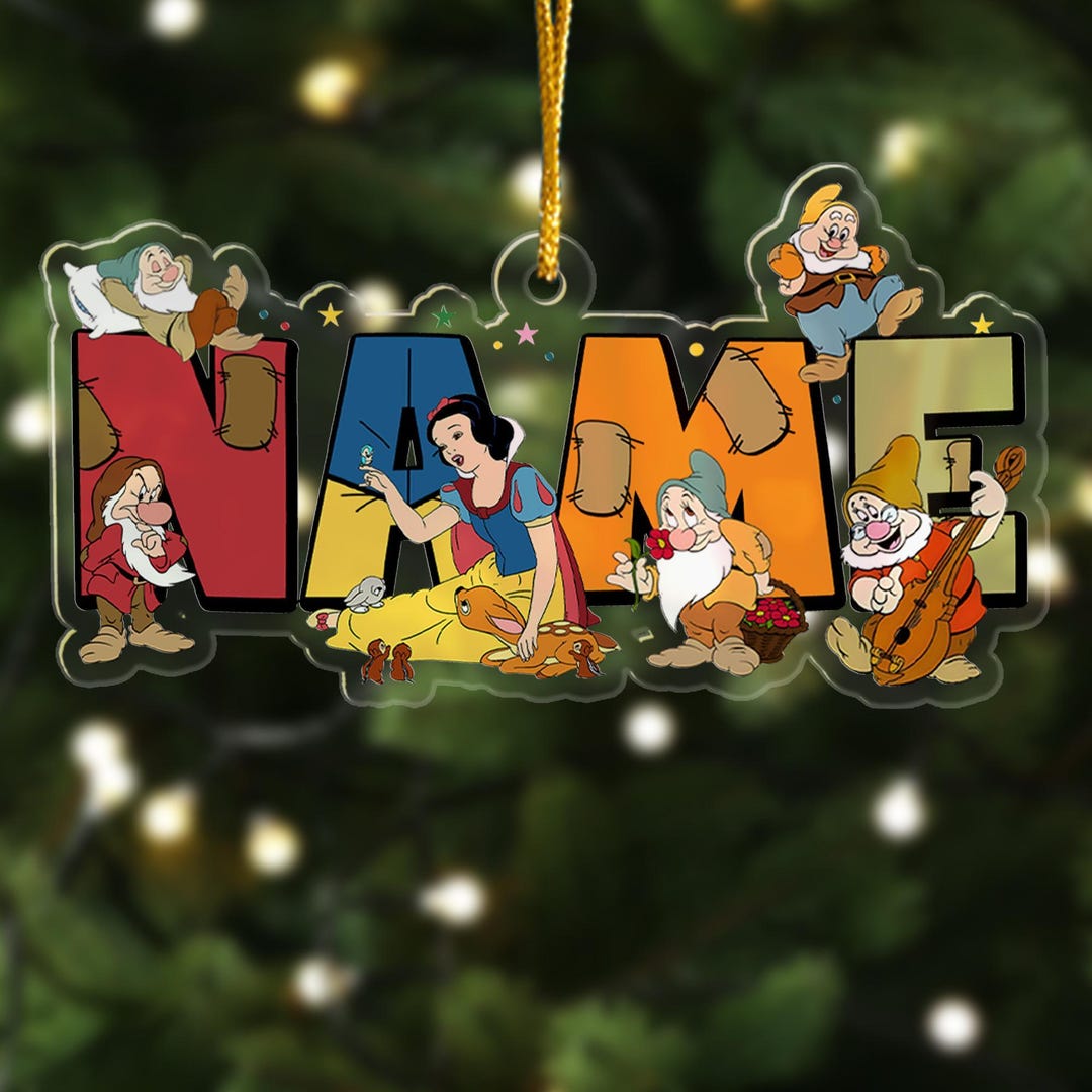 Personalize Snow White Princess and Seven Dwarfs Christmas Ornament ...