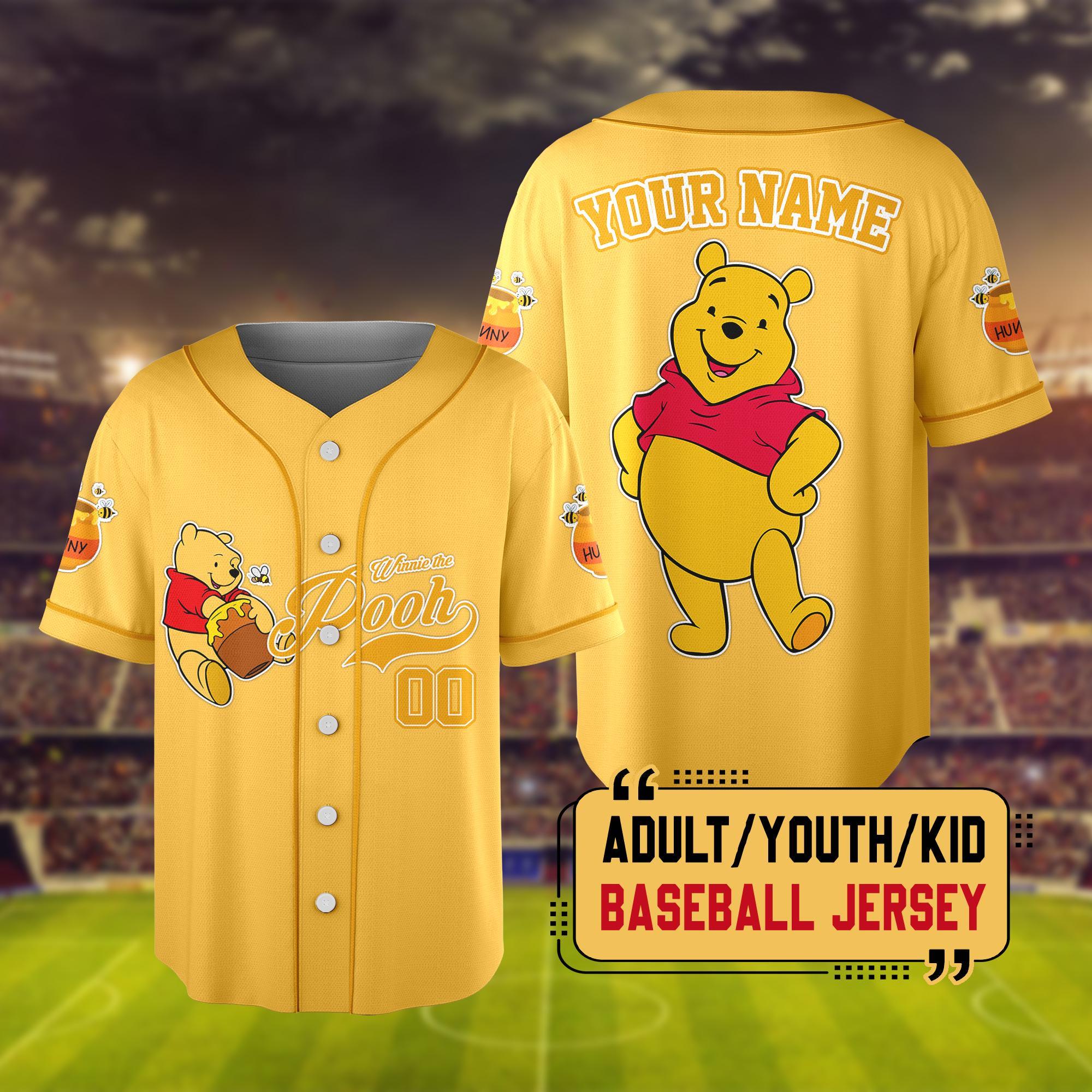 Custom DN Winnie the Pooh Baseball Jersey, Custom Kid Youth Adult DN ...