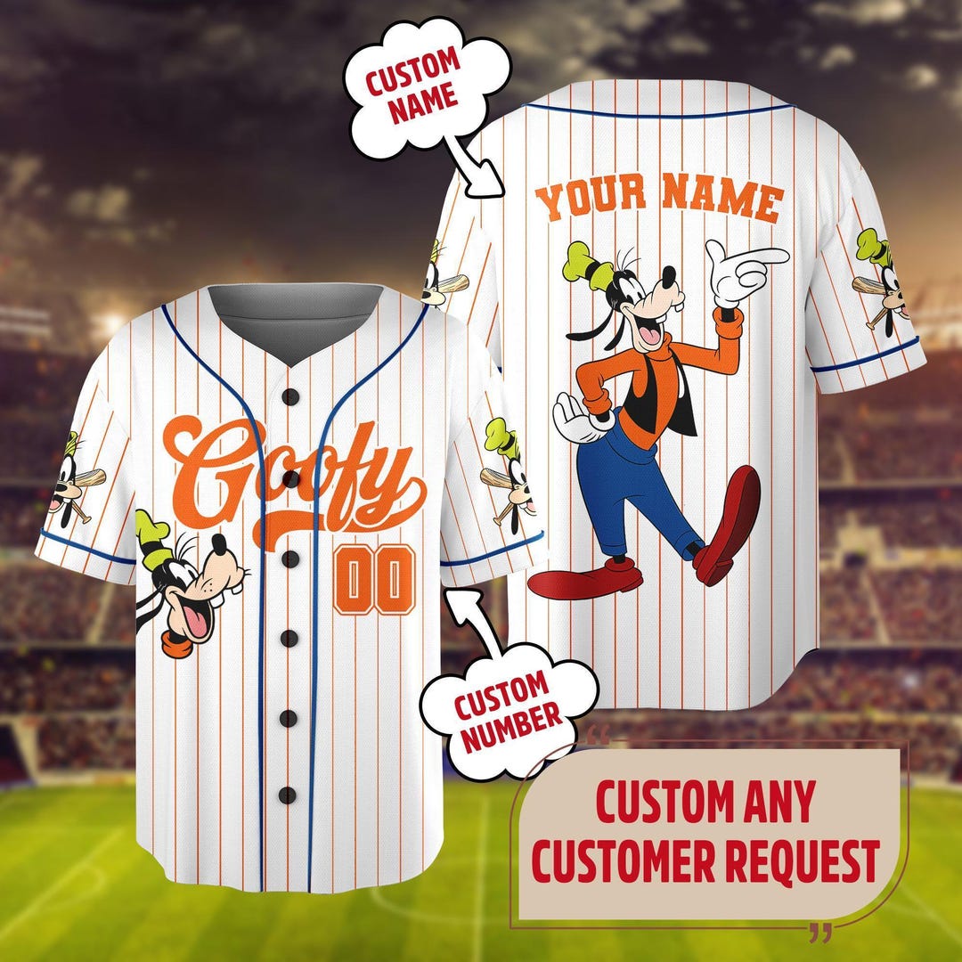 Custom Goofy Baseball Jersey, Custom Kid Youth Adult Mickey Jersey ...