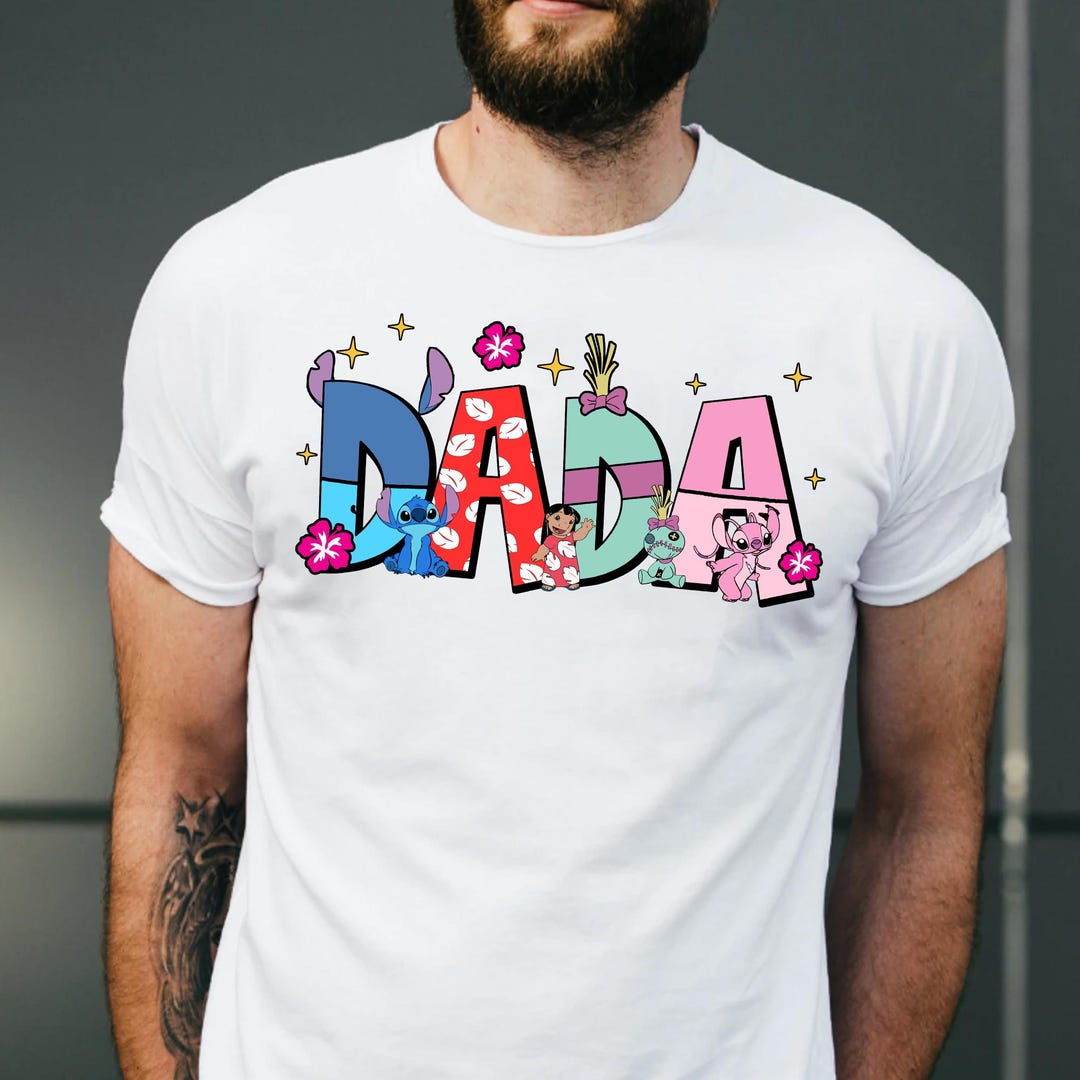 Personalized Disney Stitch and Lilo Dad Shirt, Custom Name Dada Stich ...
