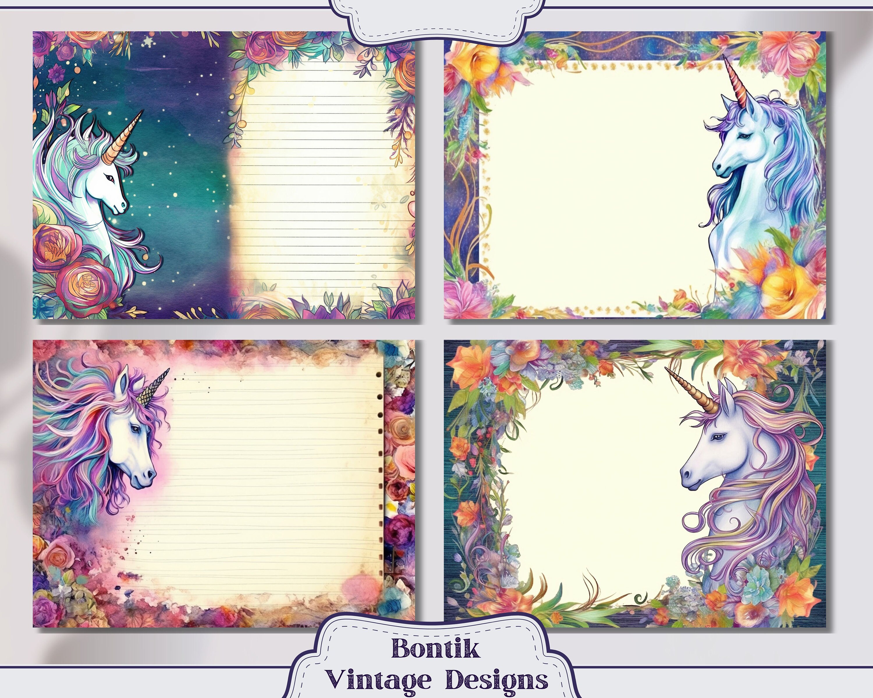 Unicorn Portrait Vintage Junk Journal Papers Journal - Etsy