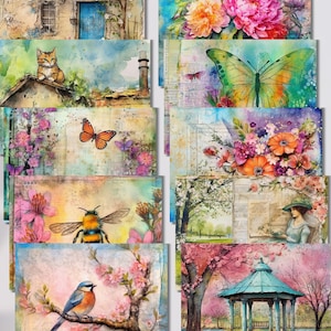 Springtime Joy Junk Journal Kit Ephemera, Spring Pages, ATC, Tags ...