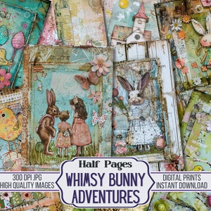 Whimsy Easter Bunny Adventures Junk Journal Half Papers - 36 Easter ...