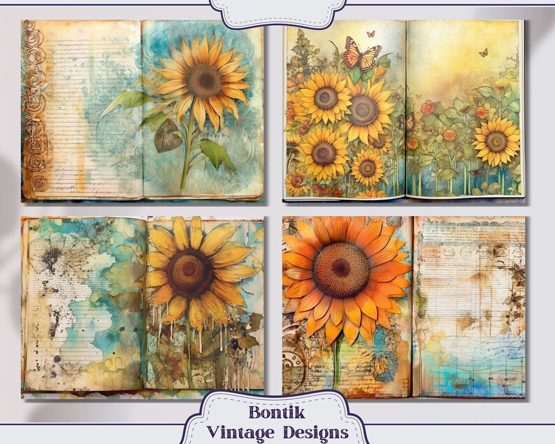 Summer Sunflowers Vintage Junk Journal Paper Journal - Etsy