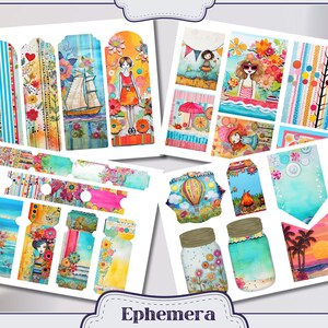 Bright Summer Junk Journal Kit Ephemera, ATC, Tags, Pocket, Scrapbook ...