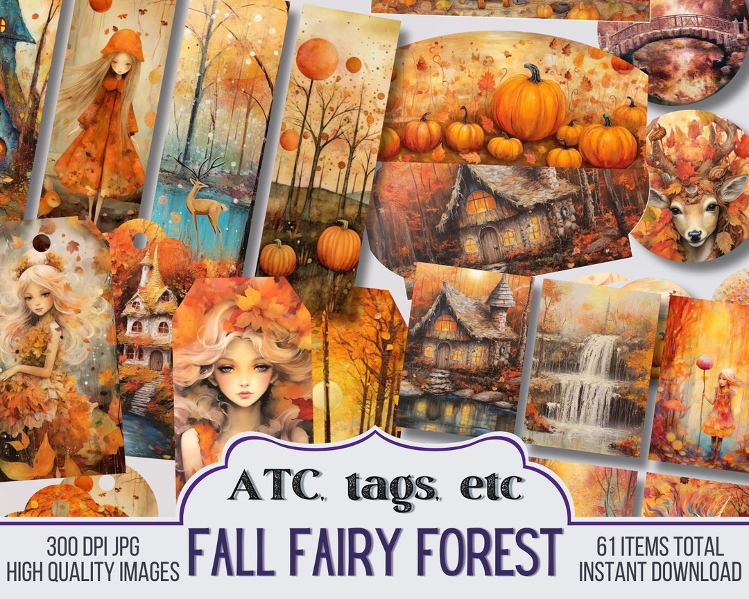 Autumn Printable Ephemera Pack Fairy Fall Forest, Printable Fall ATC ...