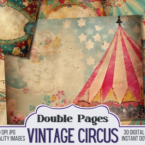 Vintage Circus Paper Vintage Junk Journal Double Papers, Scrapbook ...