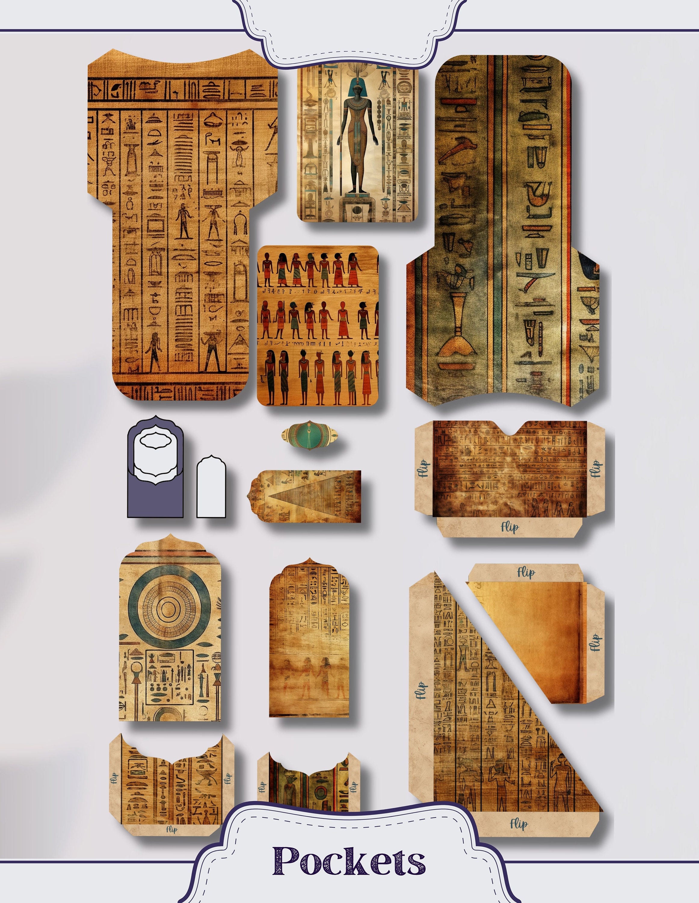 Ancient Egypt Wall Art Junk Journal Kit, Vintage Pages, ATC, Tags ...