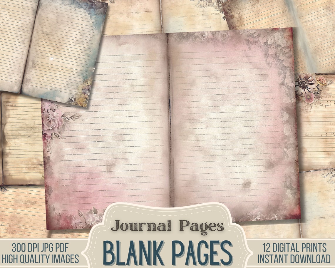 Blank Lined Vintage Junk Journal Papers Journal Scrapbook - Etsy