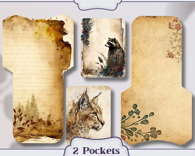 Forest Animals on a Journal Page Journal Kit Ephemera, ATC, Tags ...