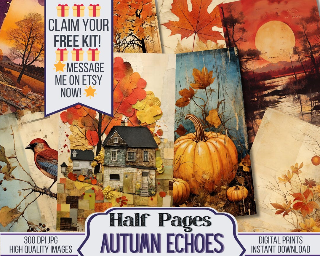 Fall Junk Journal Pages Autumn Echoes, A5 Junk Journal Printable Kit ...