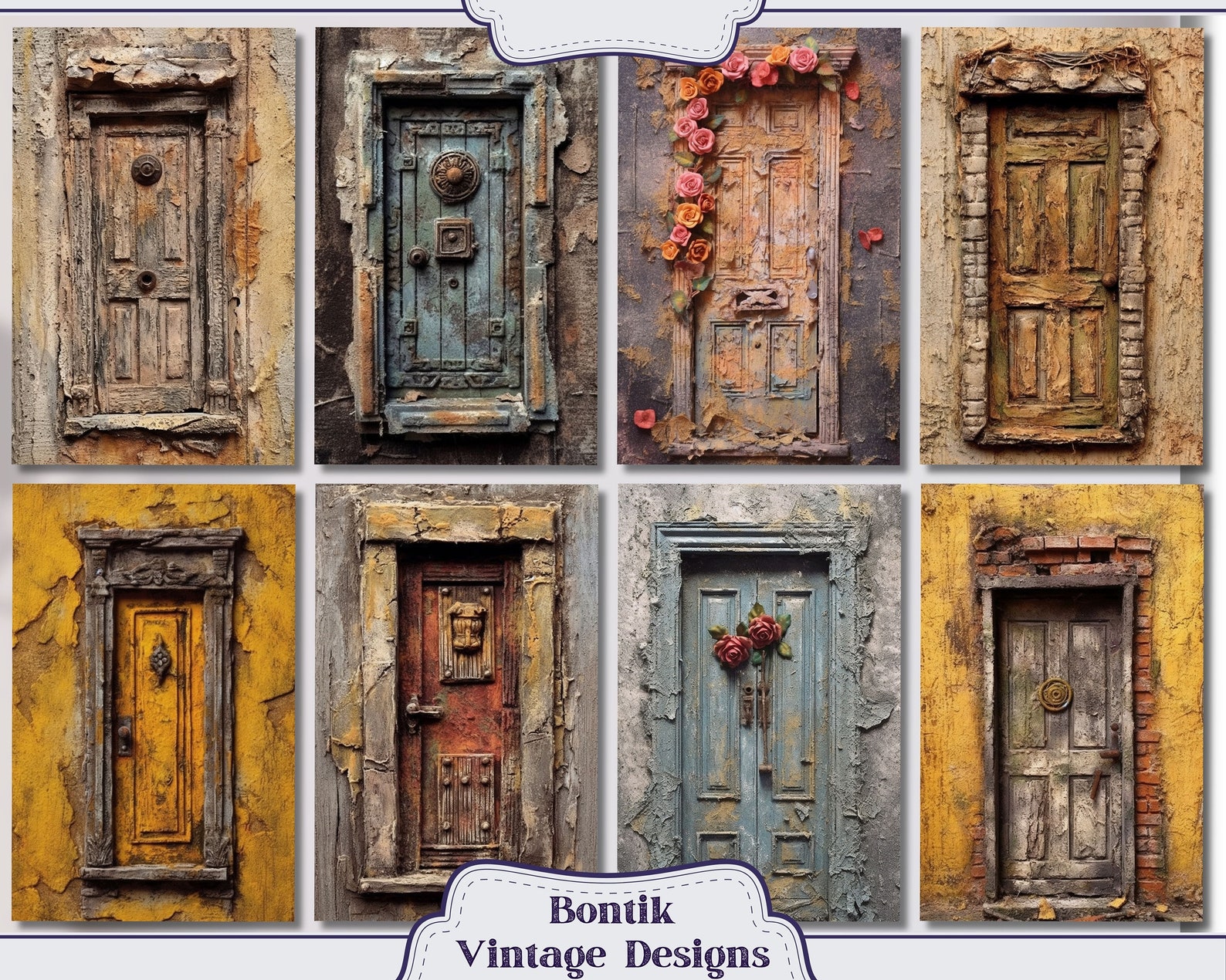 Old Doors Junk Journal Half Papers, Journal Scrapbook Supply - 16 ...