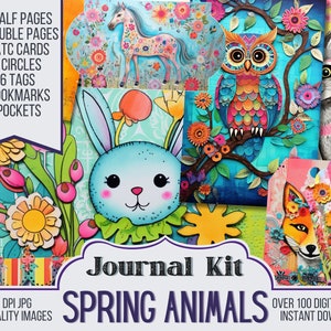 Spring Animals Junk Journal Kit Ephemera, ATC, Tags, Pocket, Scrapbook ...