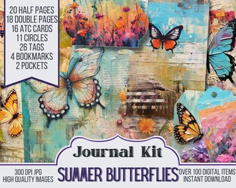 Shabby Roses Junk Journal Kit Ephemera, ATC, Tags, Pocket, Scrapbook ...