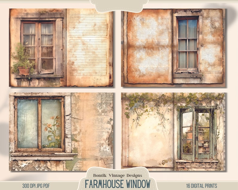 Farmhouse Window Vintage Junk Journal Papers Journal - Etsy