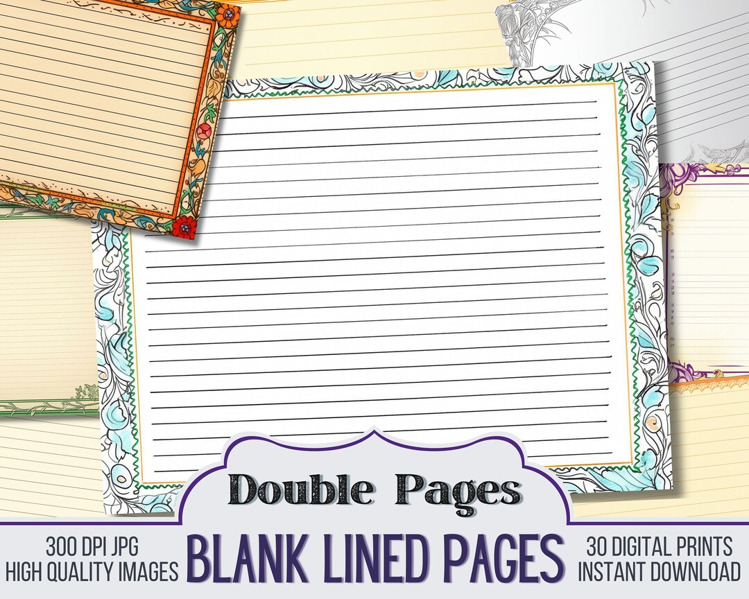 Blank Lined Printable Paper for Junk Journal Page for Writing Digital ...