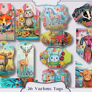 Spring Animals Junk Journal Kit Ephemera, ATC, Tags, Pocket, Scrapbook ...
