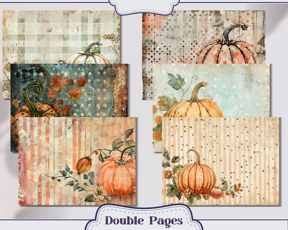 Vintage Pumpkins Fall Junk Journal Kit Includes 40 Printable Pages & 81 ...