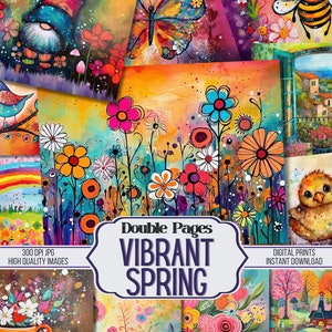 Vibrant Spring Junk Journal Double Papers, 23 Spring Printable ...