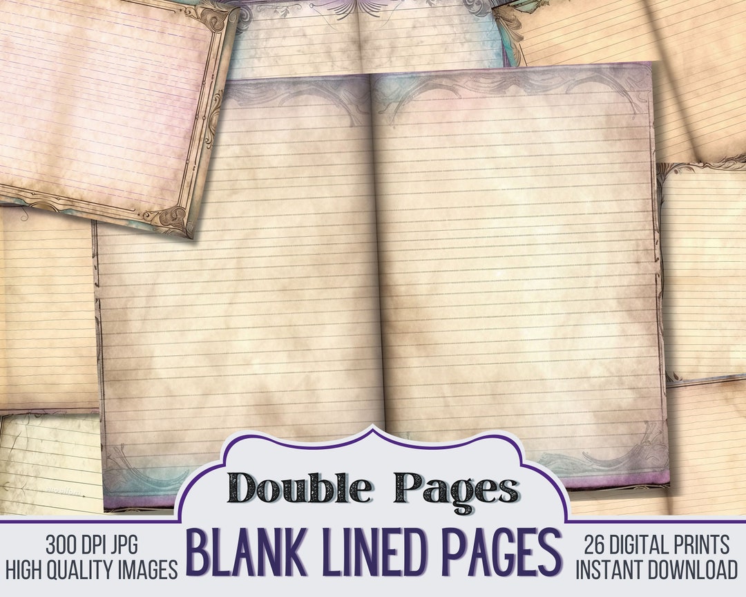 Blank Lined Vintage Junk Journal Papers, Journal Scrapbook Supply - 26 ...