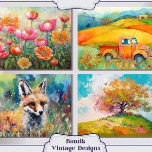 Bright Whimsical Spring Junk Journal Double Papers, Scrapbook Supply 26 ...