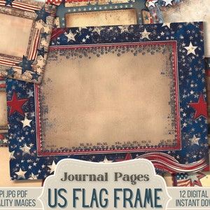 US Flag Frame Fourth of July Vintage Junk Journal Paper, Journal ...
