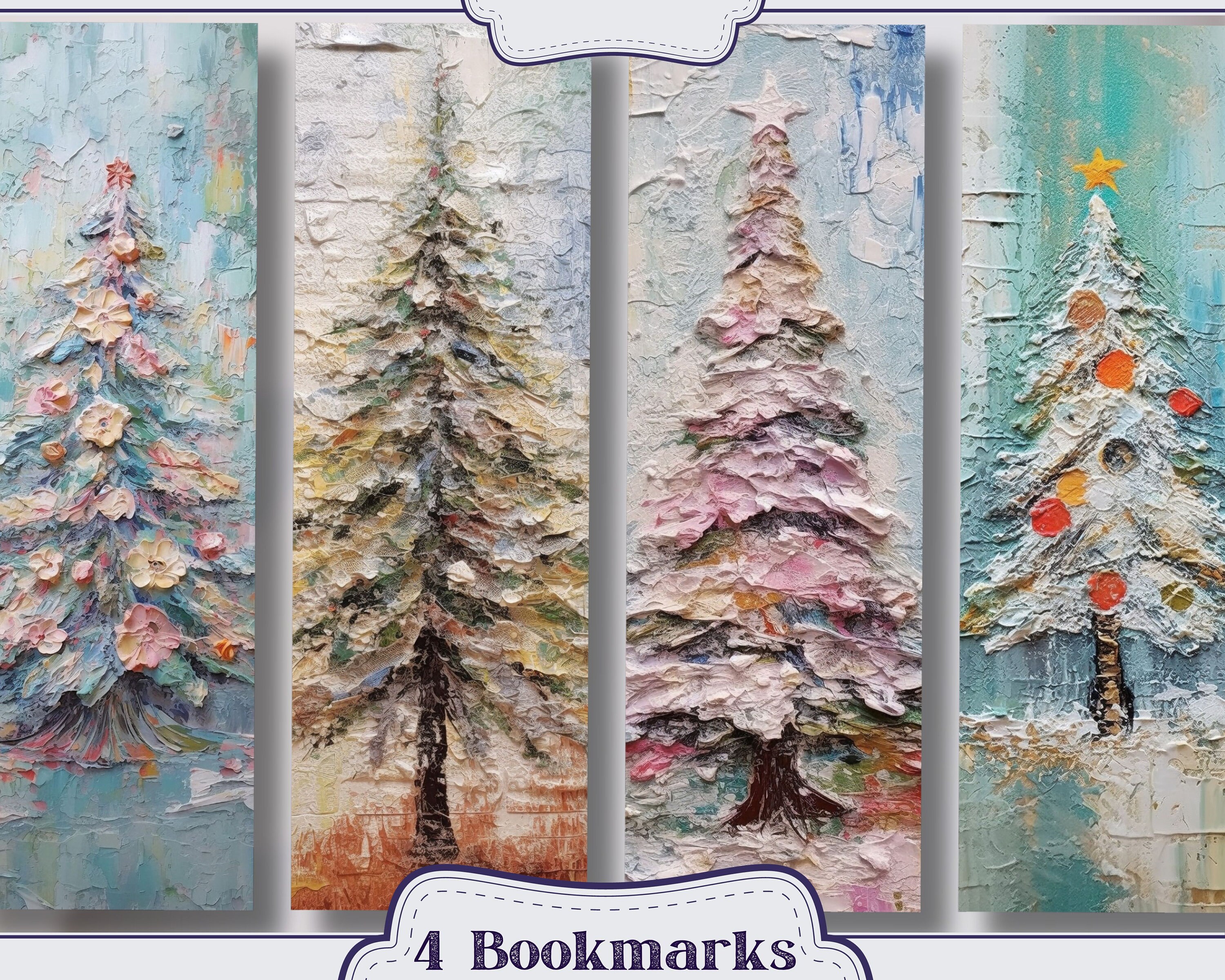 Oil Painted Christmas Tree Junk Journal Kit Ephemera, ATC, Tags, Pocket ...