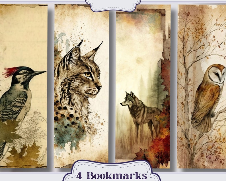 Forest Animals on a Journal Page Journal Kit Ephemera, ATC, Tags ...