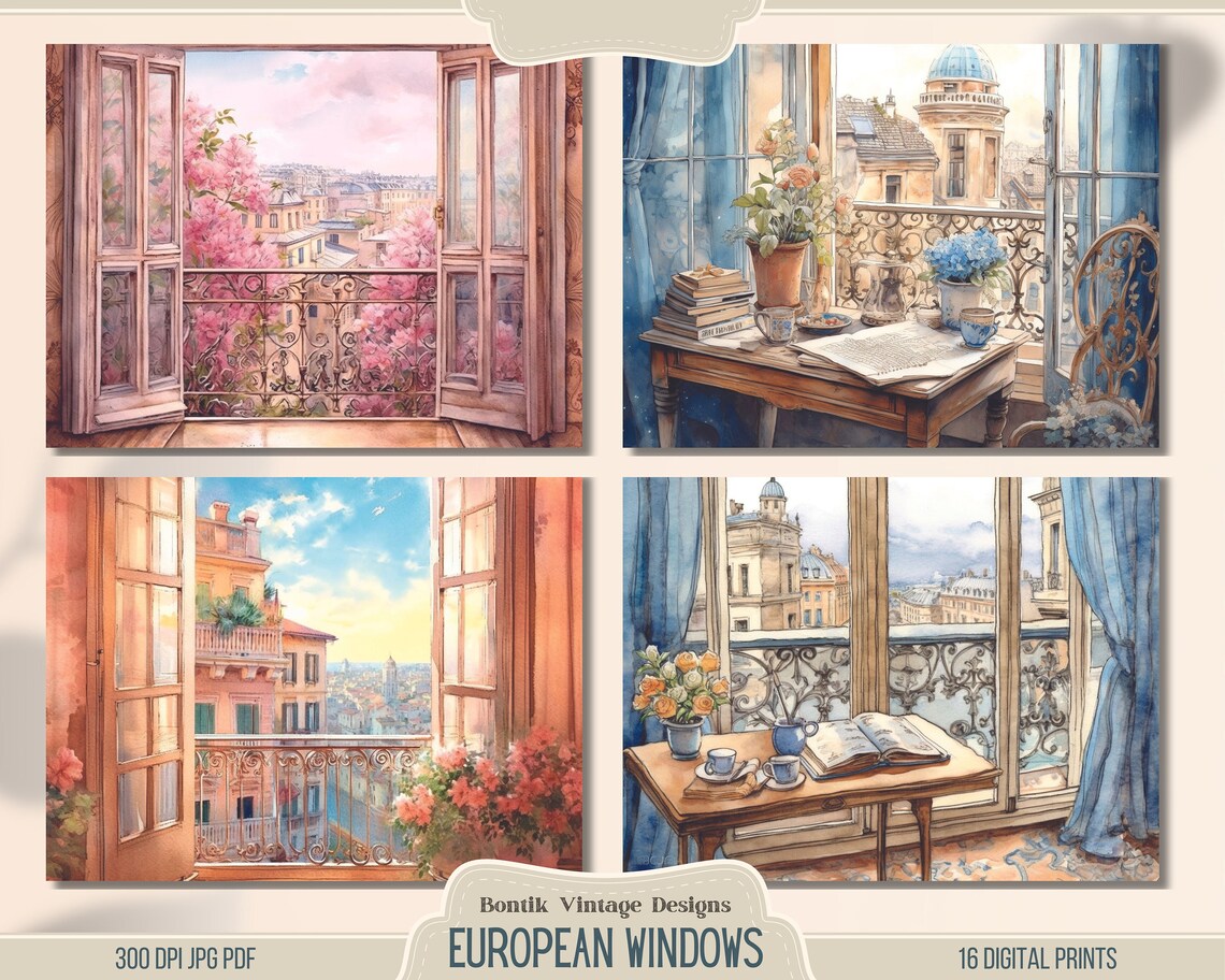 European Windows Vintage Junk Journal Papers Journal - Etsy