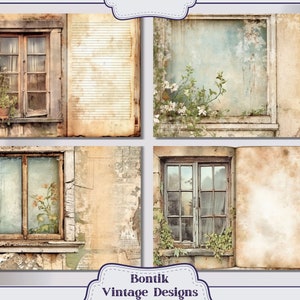 Farmhouse Window Vintage Junk Journal Papers, Journal Scrapbook Supply ...