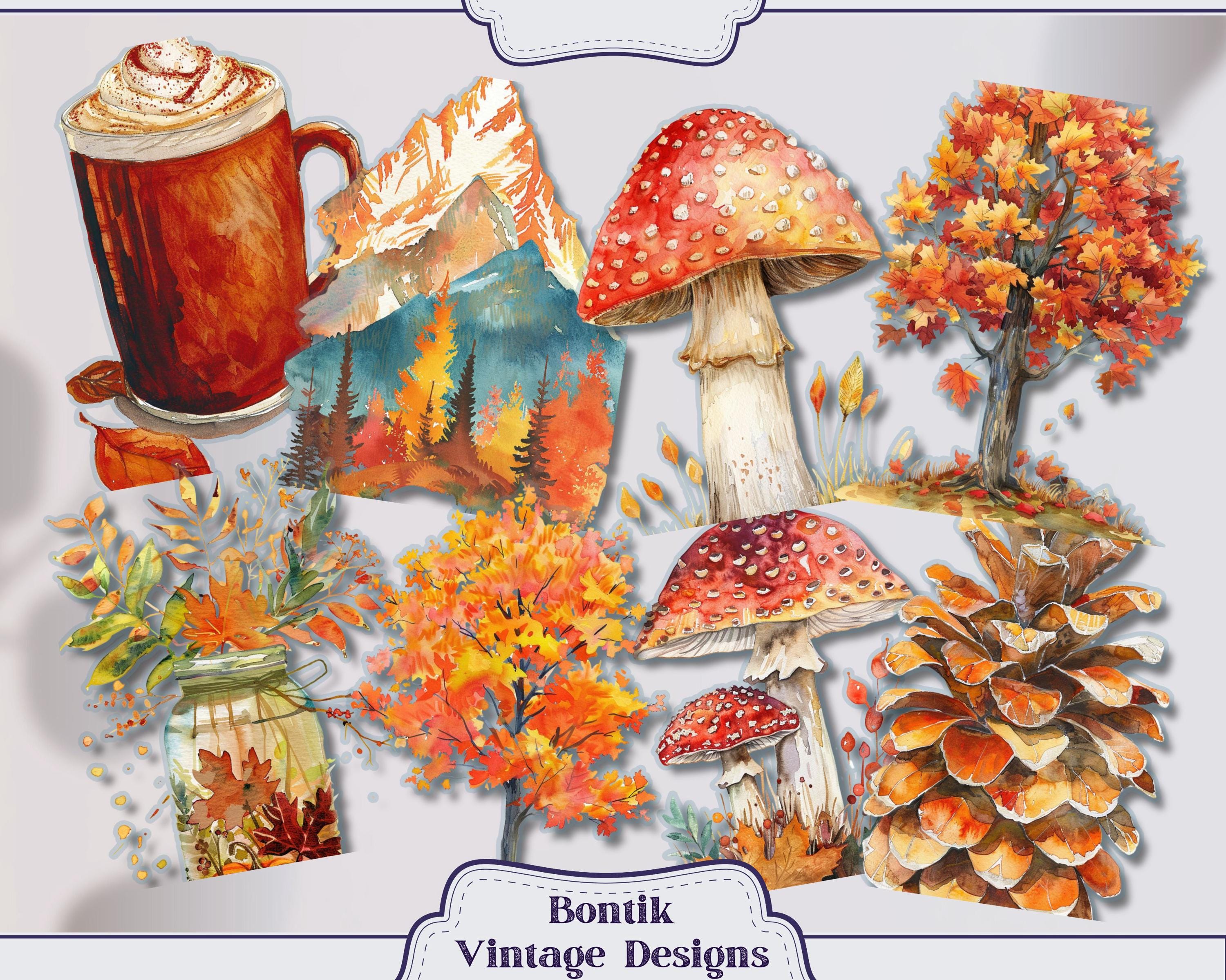 Fall Nostalgia Junk Journal Digital Fussy Cut Kit, Printable Clip Art ...