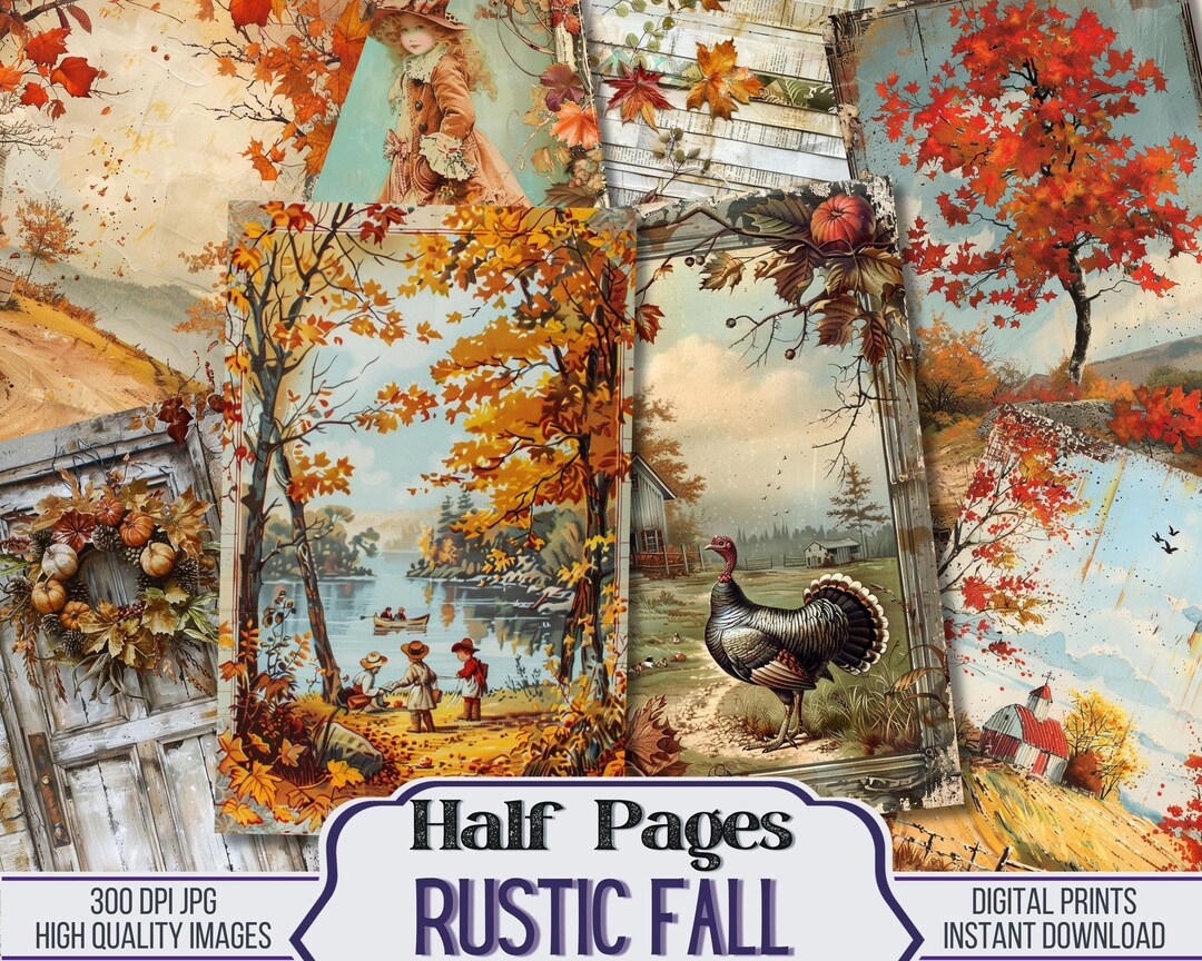 Rustic Fall Autumn Junk Journal Supplies, Fall Printable Pages, Autumn ...