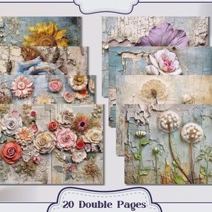 Textured Flowers Junk Journal Kit Ephemera, ATC, Tags, Pocket ...