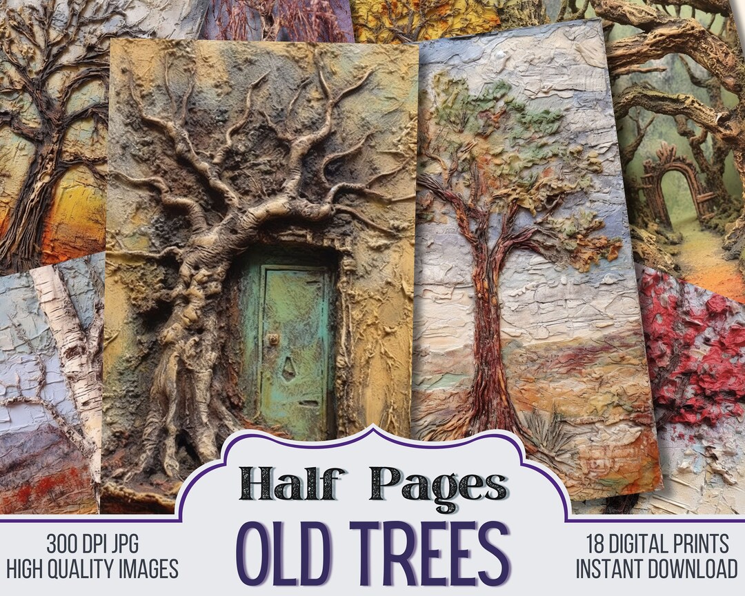 Old Trees Junk Journal Half Papers, Journal Scrapbook Supply - 18 ...