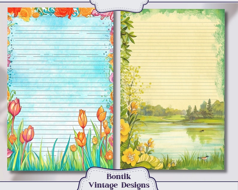 Spring Frame Blank Lined Junk Journal Half Papers, Journal Scrapbook ...