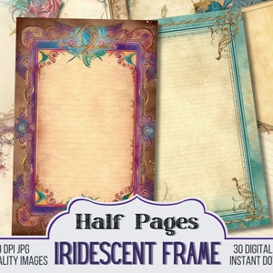 Iridescent Frame Junk Journal Half Papers, Journal Scrapbook Supply ...