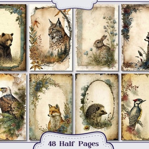 Forest Animals on a Journal Page Journal Kit Ephemera, ATC, Tags ...