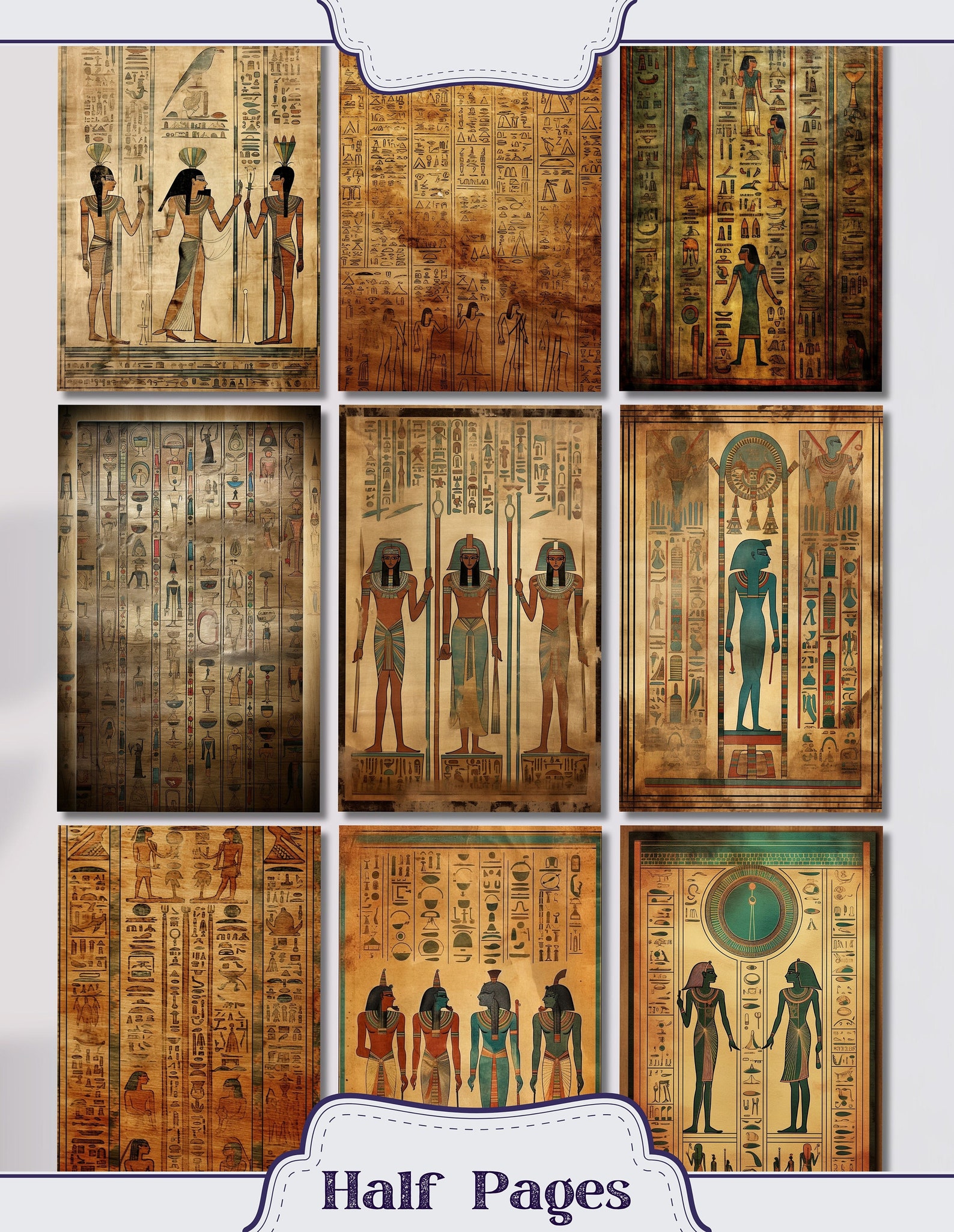 Ancient Egypt Wall Art Junk Journal Kit, Vintage Pages, ATC, Tags ...