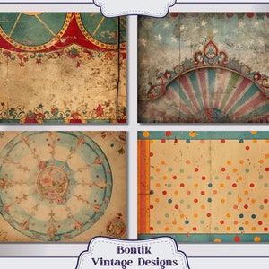Vintage Circus Paper Vintage Junk Journal Double Papers, Scrapbook ...