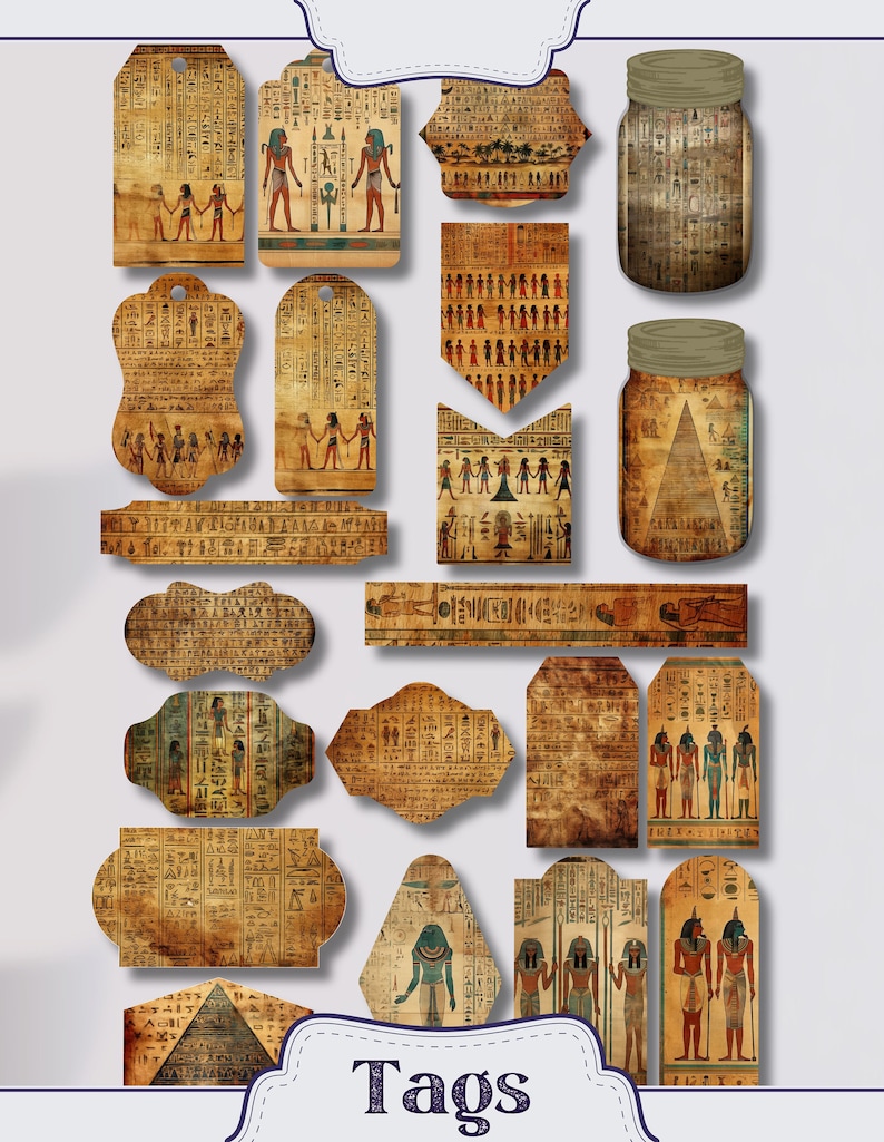 Ancient Egypt Craft Paper Junk Journal Ephemera Kit, Tickets, ATC, Tags ...