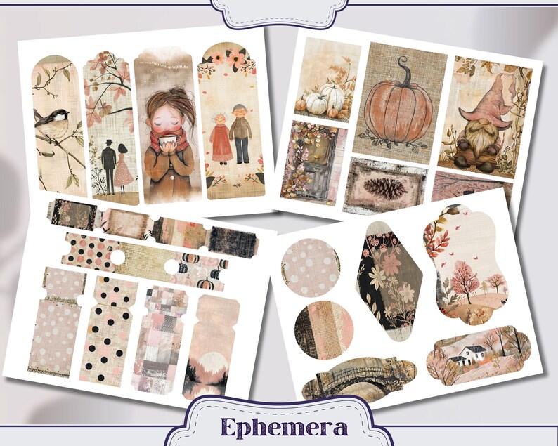 Very Vintage Autumn Junk Journal Kit Includes 40 Printable Pages & 81 ...