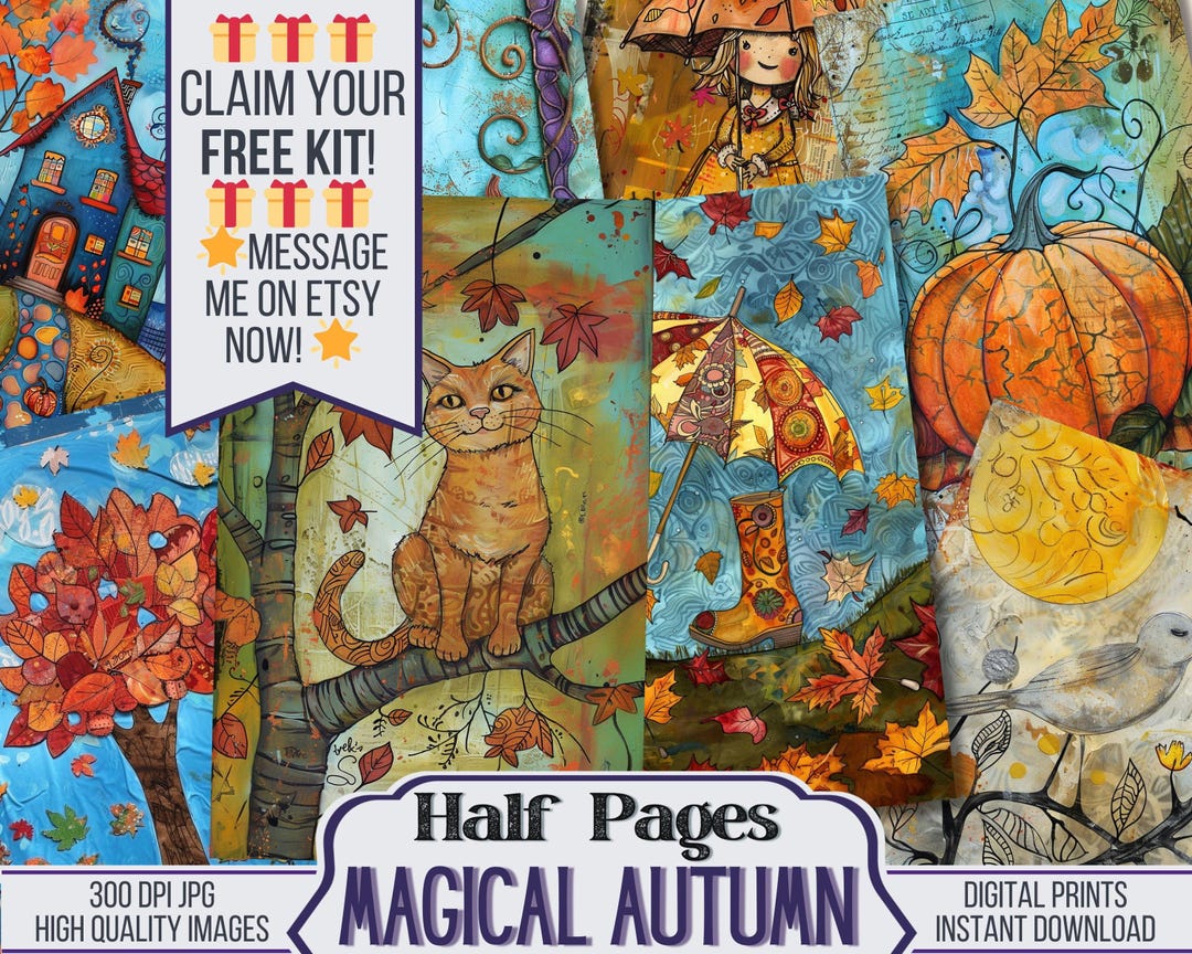 Fall Junk Journal Pages Magical Autumn, A5 Junk Journal Printable Kit ...