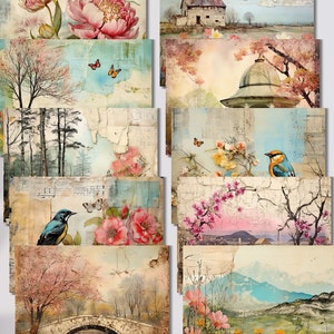 Vintage Spring Junk Journal Double Papers, 20 Spring Printable ...